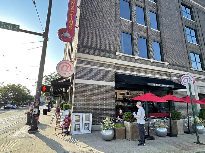 The iconic @ sign beckons hungry patrons like a lighthouse for breakfast lovers. Downtown Little Rock's best-kept secret hides in plain sight.