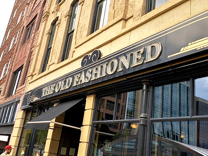 The golden lettering of The Old Fashioned beckons from Capitol Square like Wisconsin's version of the pearly gates. 