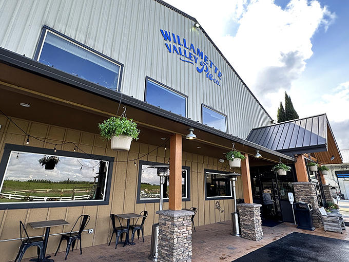 The rustic charm of Willamette Valley Pie Company beckons from the roadside like a delicious mirage in Oregon's agricultural heartland. 