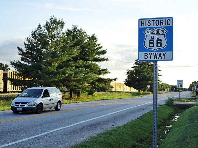 Nothing says "American adventure" quite like that iconic shield sign. Missouri's stretch of the Mother Road beckons with promises of simpler times. 