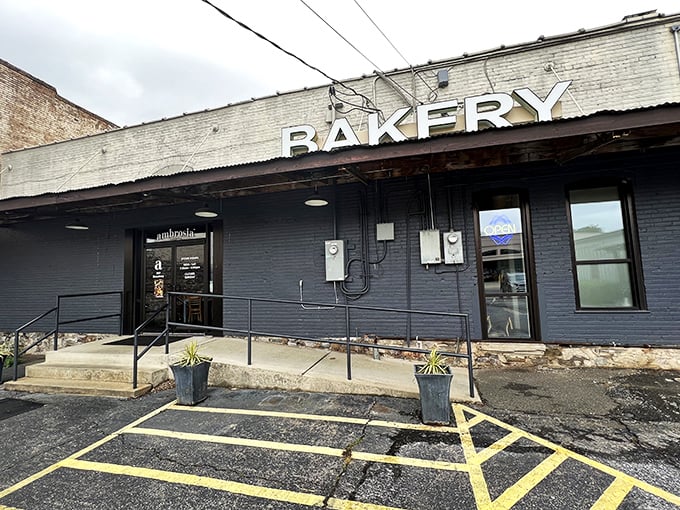 The unassuming exterior of Ambrosia Bakery proves that culinary greatness often hides behind modest facades, like finding Narnia in an ordinary wardrobe.