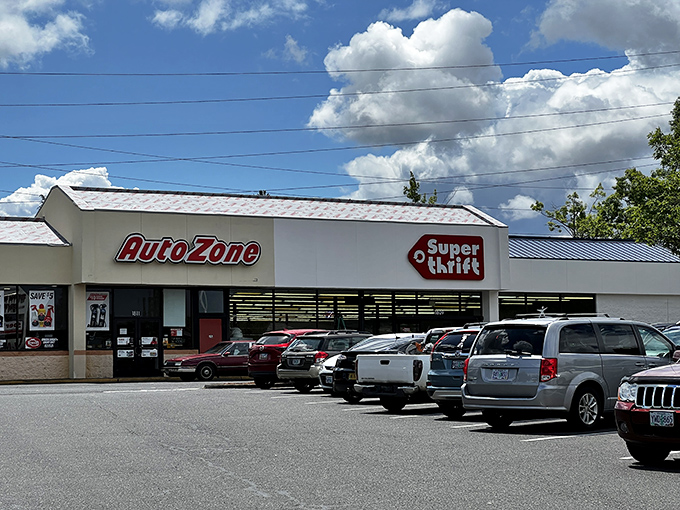 Welcome to the Mecca of Markdown Madness! SuperThrift's unassuming exterior belies the treasure trove within, like a bargain-hunter's TARDIS.