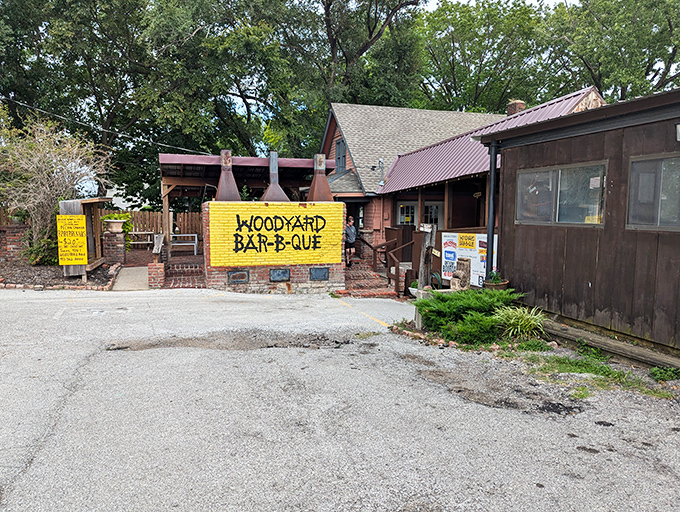 That bright yellow wall isn't just eye-catching&mdash;it's a beacon for barbecue pilgrims. Woodyard's humble exterior houses smoking treasures that have made it a Kansas City legend.