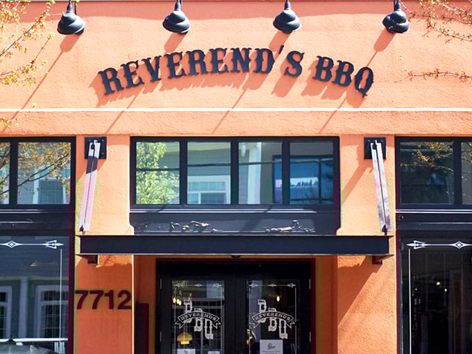 That bright orange facade isn't just a building&mdash;it's a beacon of barbecue hope in Portland's Sellwood neighborhood.