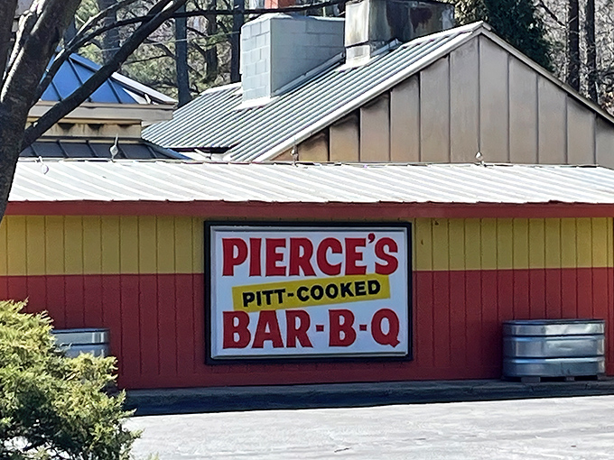 The sunshine-yellow exterior of Pierce's isn't subtle, but neither is their barbecue. It's like a barbecue lighthouse beckoning hungry travelers off I-64.