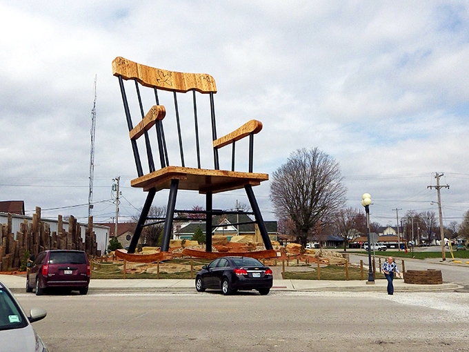 Casey's world's largest rocking chair stands tall – just like the town's outsized reputation for delicious homemade food.
