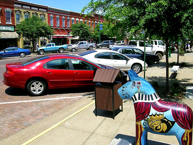 Brick streets that whisper history! Lindsborg's main drag feels like a European postcard that somehow landed in the Kansas heartland.