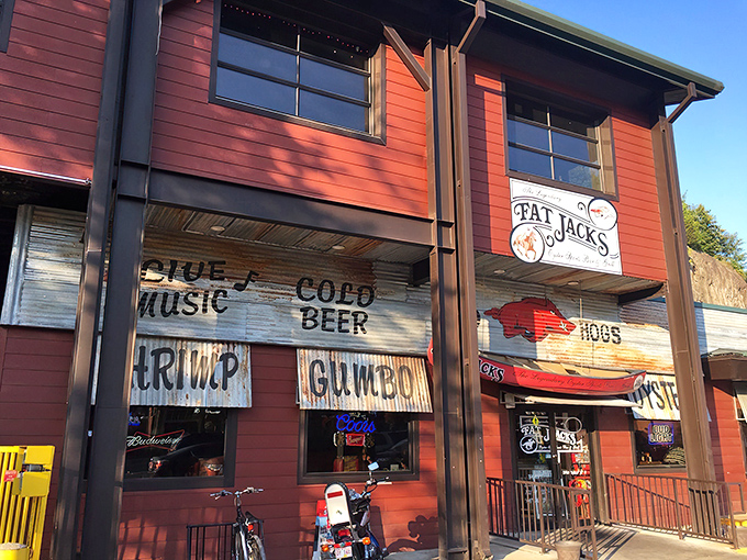 The rustic red exterior of Fat Jack's promises simple pleasures: live music, cold beer, and seafood treasures that would make coastal restaurants jealous.