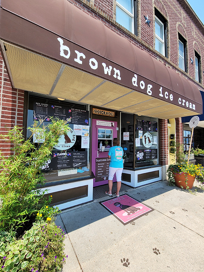 The iconic brown awning beckons like a dessert lighthouse, guiding hungry travelers to Cape Charles' sweetest destination.