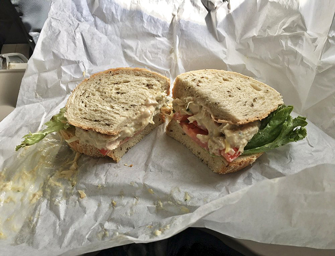 "A sandwich so fresh it still looks like it's introducing itself to the pickle. The sprouts add that perfect crunch factor."