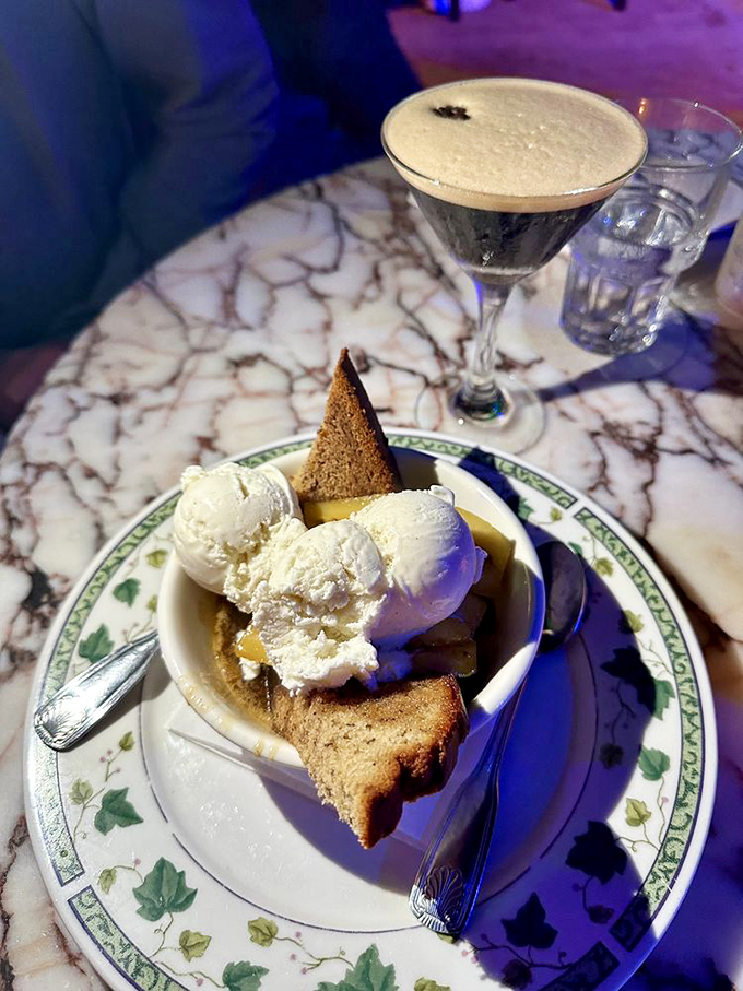 Bread pudding and espresso martini&mdash;proof that dessert and cocktails should never be separated, like Jimmy Buffett from his guitar.