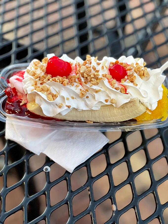 The banana split &ndash; nature's perfect ice cream vessel topped with whipped cream, cherries, and crushed nuts. Technically contains fruit, so it's practically a health food.