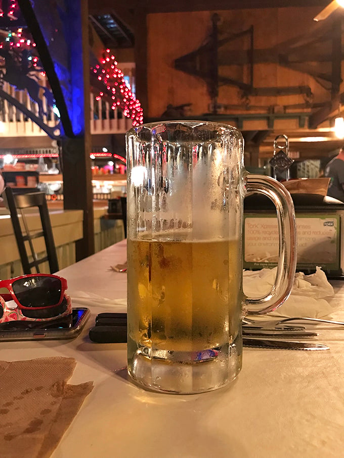 Beer served in a glass so large it makes you wonder if you're supposed to drink from it or use it to store your winter preserves.