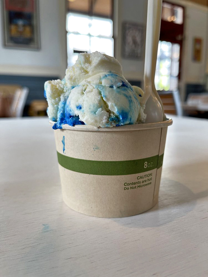 Blue swirls dance through vanilla like jazz notes&mdash;whoever said "plain vanilla" clearly never met this showstopping Birthday Cake creation.