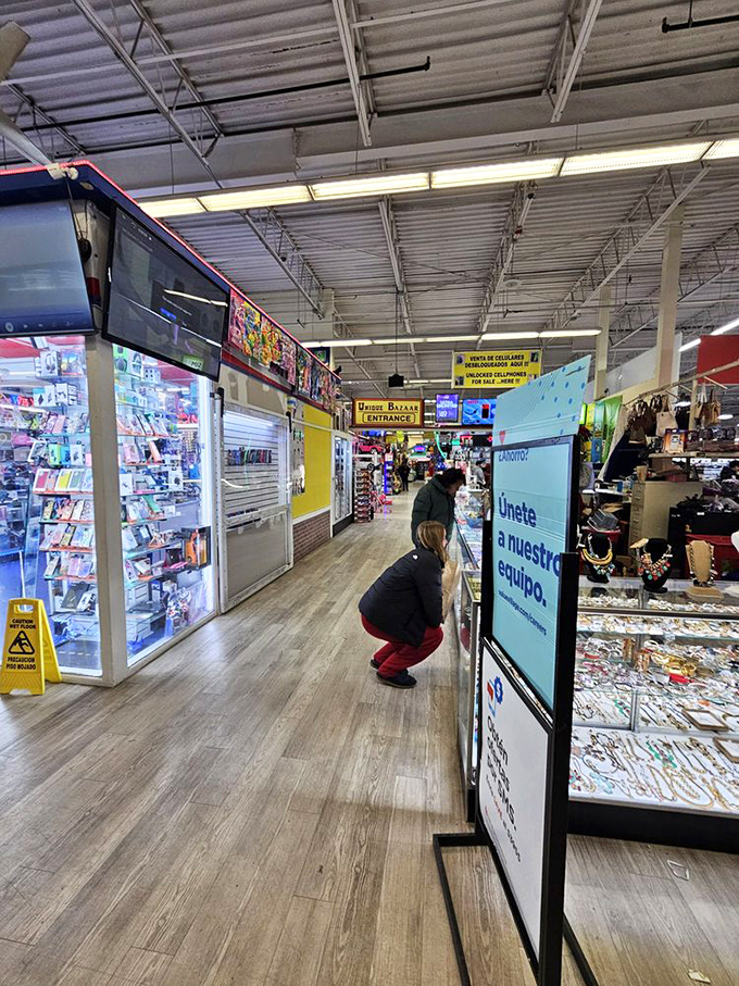 A glimpse into the mini-mall section reveals specialized vendors within the larger store, like Russian nesting dolls of retail opportunity.