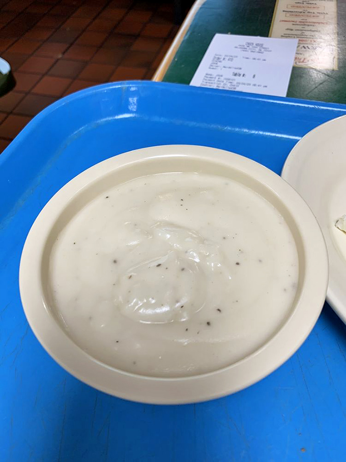 A bowl of gravy so perfect it deserves its own ZIP code. Some people see a side dish; I see liquid happiness.