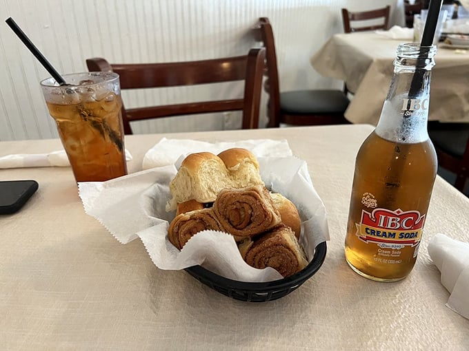 Pillowy rolls and cinnamon buns arrive with sweet tea and IBC root beer&mdash;the South's version of champagne and caviar.