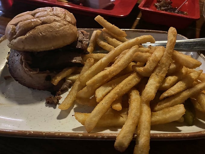 This isn't just a sandwich; it's a monument to meat. Piled high between soft buns, it's the reason napkins were invented.