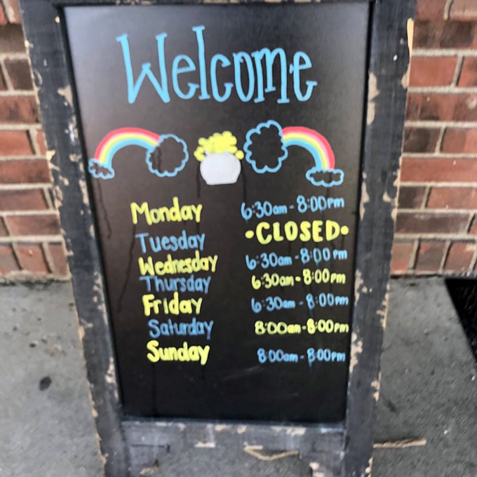 Operating hours written with the cheerfulness of someone who knows they're about to make your day delicious. Plan accordingly&mdash;Tuesday cravings require alternate scheduling.