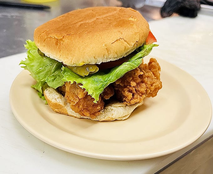 A fried chicken sandwich that makes fast food versions look like sad imposters. This is what chicken aspires to become.