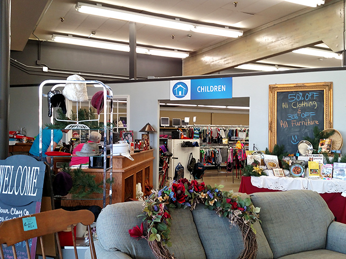 The children's section beckons with colorful possibilities, where parents can outfit growing kids without the growing pains in their wallets. 