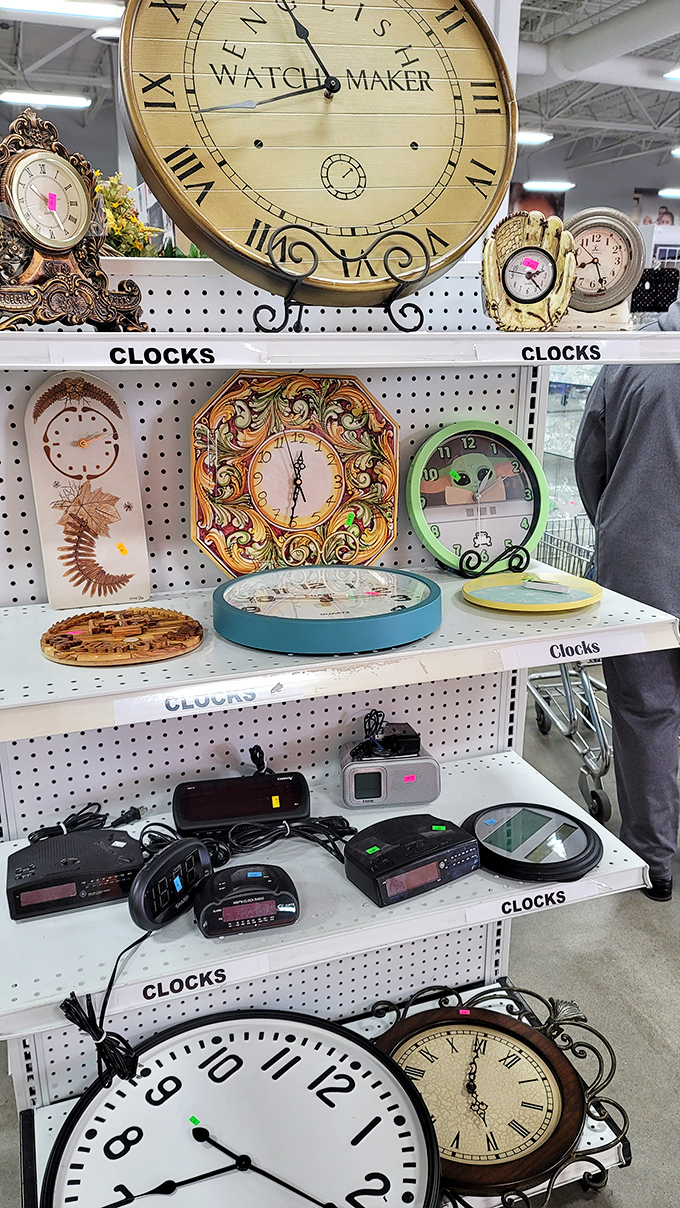 Time literally stands still in the clock section. From stately grandfather types to quirky novelties, there's a timepiece for every personality.