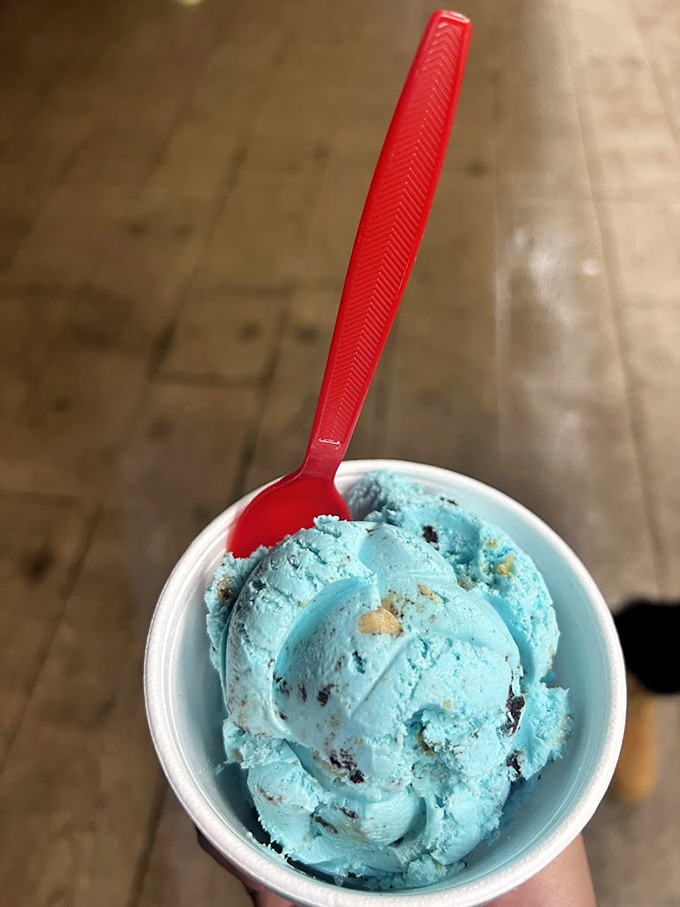 Cookie Monster would abandon Sesame Street for this. Vibrant purple perfection studded with cookie chunks that makes adulting seem entirely optional.