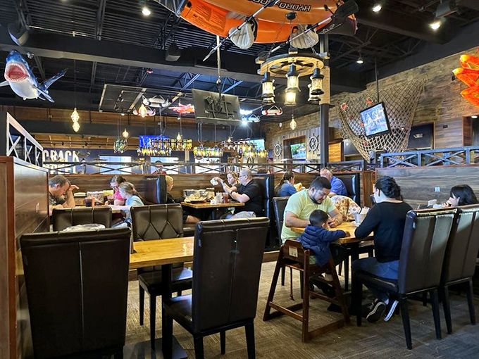 Where seafood brings people together—notice how nobody's looking at their phones when there's crab to crack.