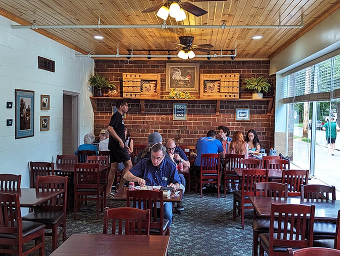 Where town meets gown&mdash;professors, students, and locals all surrender to the democratic appeal of perfectly fried chicken under that rustic ceiling.