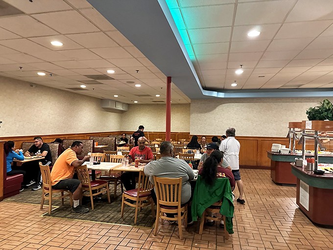 The communal joy of buffet dining on display &ndash; strangers united by the shared mission of getting their money's worth.