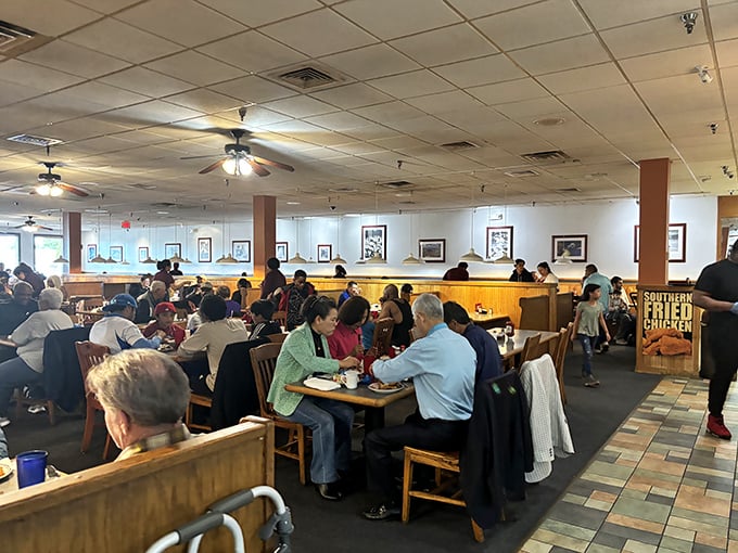 A cross-section of humanity united by the universal language of "just one more plate." Strangers connected by the shared joy of unlimited options.
