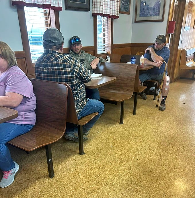 The true measure of a local diner: tables filled with folks in work clothes and baseball caps, solving the world's problems over coffee.