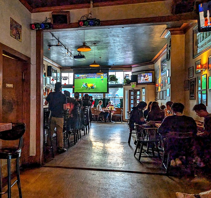 When soccer's on the big screen, the pub transforms into a community living room where strangers become mates united by sport and spirits.