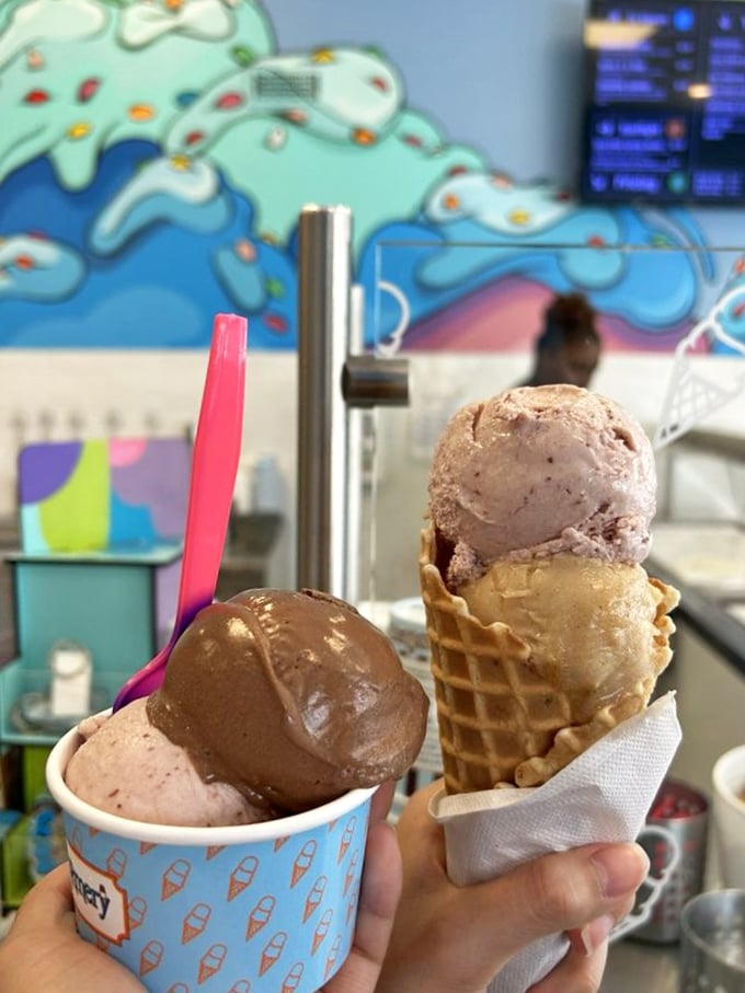 The double kiddie scoop&mdash;proof that good things come in small packages. Childhood joy distilled into two perfect spheres of happiness.