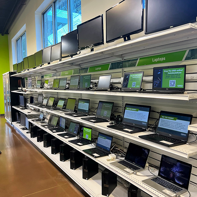 The electronics section rivals any tech store, with tested laptops and monitors ready to power your home office or gaming adventures.