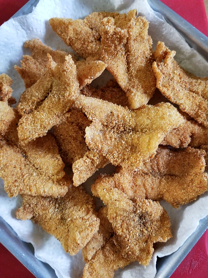 Crispy cornmeal-crusted treasures that prove H.B.'s mastery extends beyond traditional barbecue into the realm of Southern comfort classics.