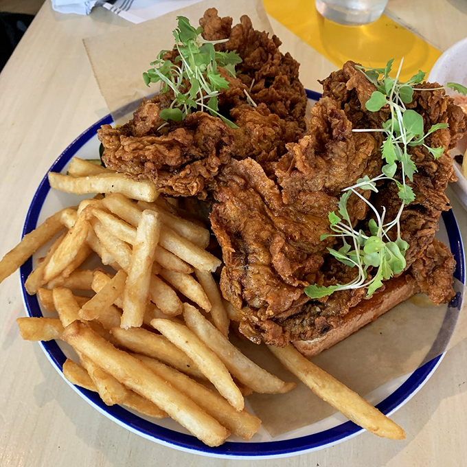 Fried chicken that somehow manages to upstage the seafood? It's the culinary plot twist you didn't see coming but can't stop talking about.