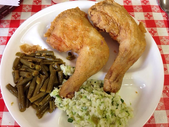 Fried chicken that makes you understand why people pull over when they see "chicken" on a roadside sign in the South.
