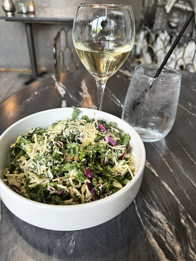 Even the salads demand attention here. Fresh greens tossed with precision, proving vegetables can be just as exciting as their oceanic counterparts.