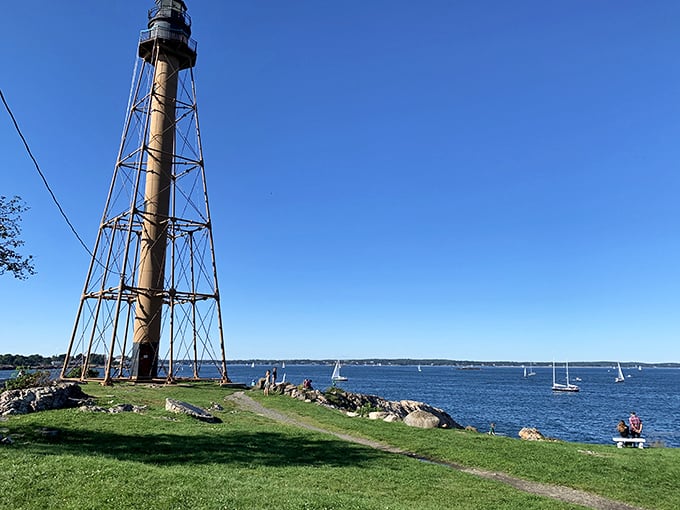 Marblehead Light's skeletal tower defies lighthouse stereotypes—proving that maritime safety doesn't always need to be calendar-photogenic.