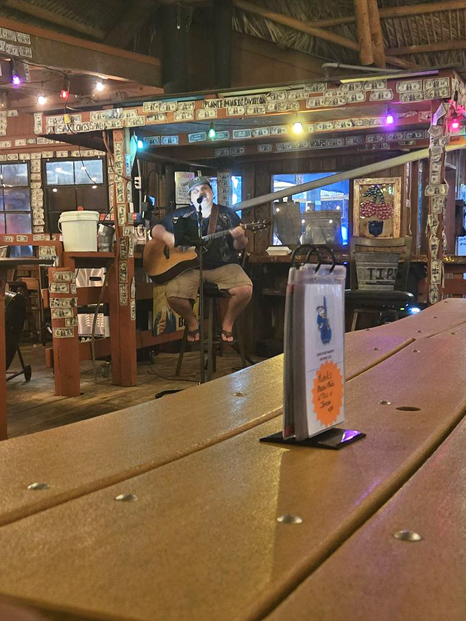 Live music under a thatched roof&mdash;because good food deserves a soundtrack. This is dinner and a show, Florida fish camp style.
