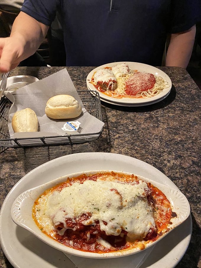 When Italian and comfort food have a beautiful baby. The bread basket standing by knows exactly what's about to happen.