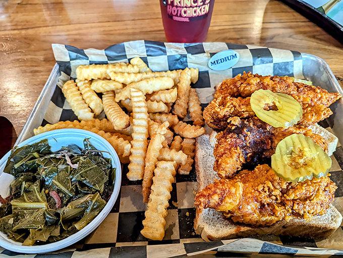 Medium spice chicken and crinkle-cut fries&mdash;what Tennessee locals call "starting slow" and what out-of-towners call "already regretting my choices."