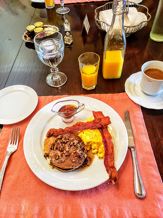These aren't just pancakes; they're a culinary love letter to morning&mdash;golden, buttery, and begging to be drizzled with syrup from the charming pitcher.