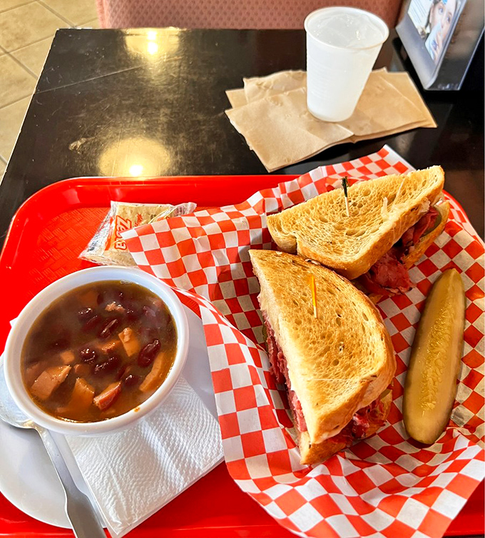 The soup-and-sandwich combo—civilization's greatest achievement since indoor plumbing. Comfort in both solid and liquid form.