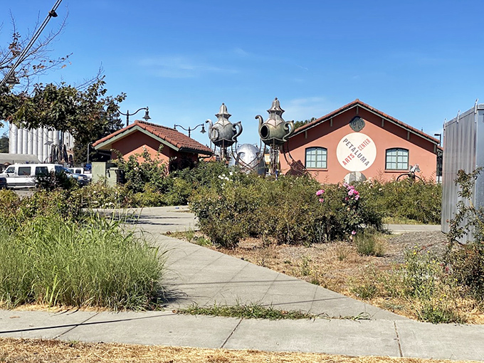 Those giant teapots aren't a mirage&mdash;they're the whimsical welcome to Petaluma's Arts Center, where creativity pours as freely as the imaginary tea.