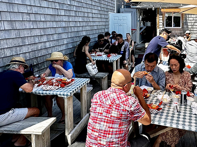 The communal tables at Roy Moore's aren't just for eating&mdash;they're where strangers become friends over the shared language of lobster.