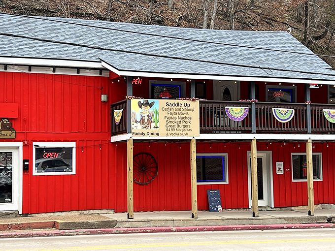 Saddle Up's barn-red exterior promises the kind of no-nonsense country cooking that makes you want to buy cowboy boots and learn to two-step.