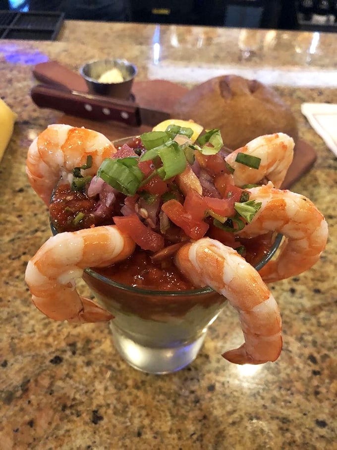 Shrimp cocktail that's dressed for success. Those crustaceans are practically posing, knowing how good they look before their tasty demise.