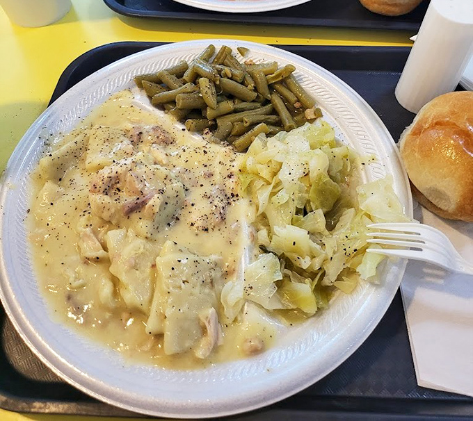 Southern cooking 101: If it ain't swimming in gravy or butter, you're probably doing it wrong. This plate got the memo.